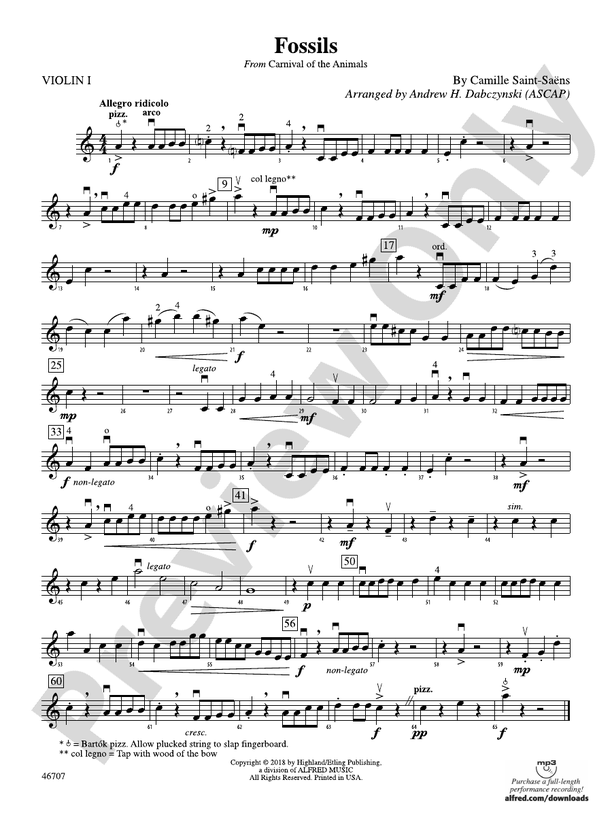 Fossils: 1st Violin: 1st Violin Part - Digital Sheet Music Download