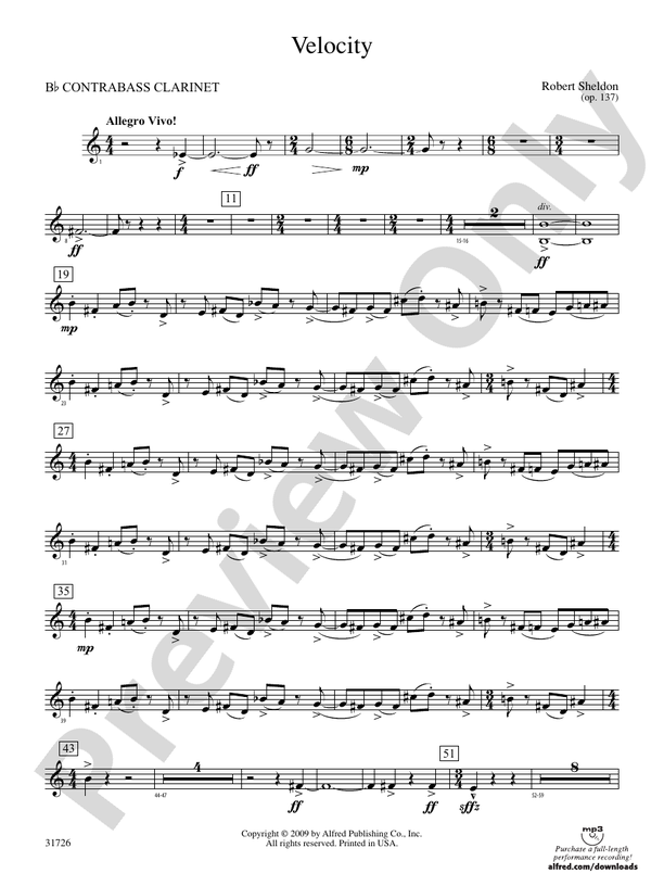 Velocity: (wp) B-flat Contrabass Clarinet: (wp) B-flat Contrabass Clarinet World Part - Digital ...