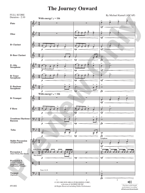 The Journey Onward: Concert Band Conductor Score & Parts: Michael Kamuf ...