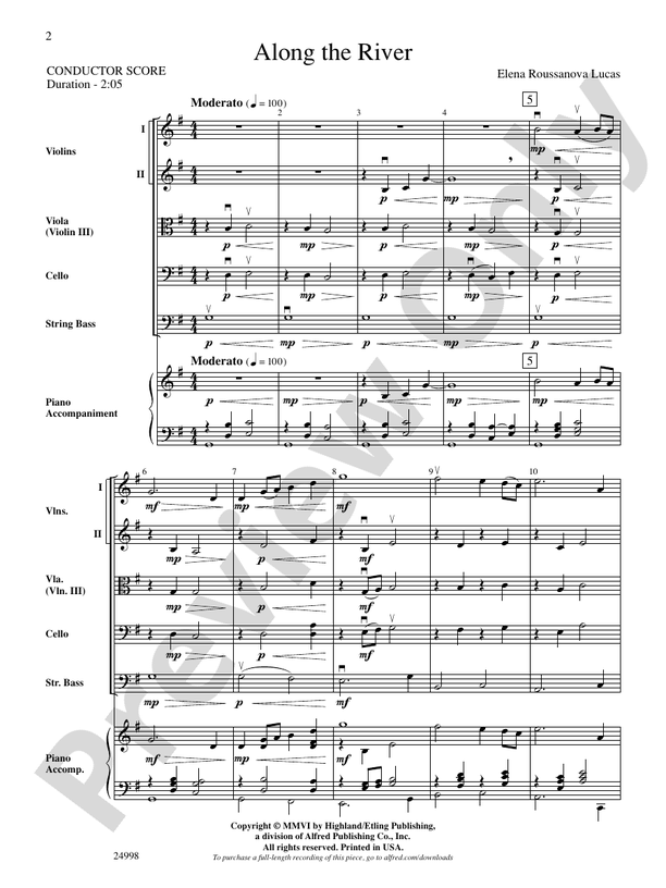 Along the River: String Orchestra Conductor Score & Parts: Elena ...