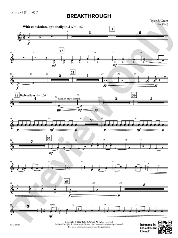 Breakthrough: 2nd B-flat Trumpet: 2nd B-flat Trumpet Part - Digital Sheet Music Download