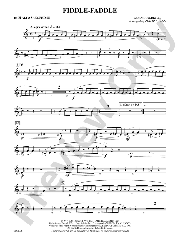 Fiddle-Faddle: E-flat Alto Saxophone: E-flat Alto Saxophone Part ...