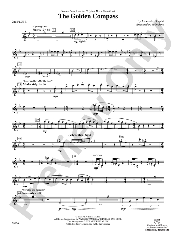 The Golden Compass: 2nd Flute: 2nd Flute Part - Digital Sheet Music ...