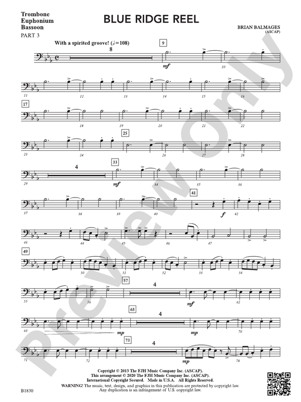 Blue Ridge Reel: Part 3 Trombone / Baritone B.C. / Bassoon: Part 3 ...