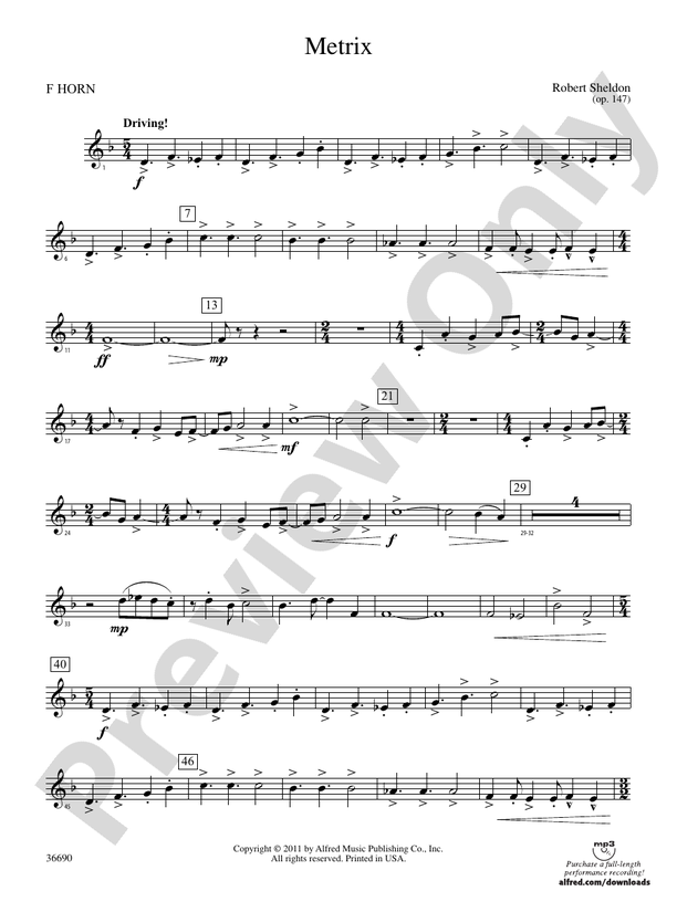Metrix: 1st F Horn: 1st F Horn Part - Digital Sheet Music Download