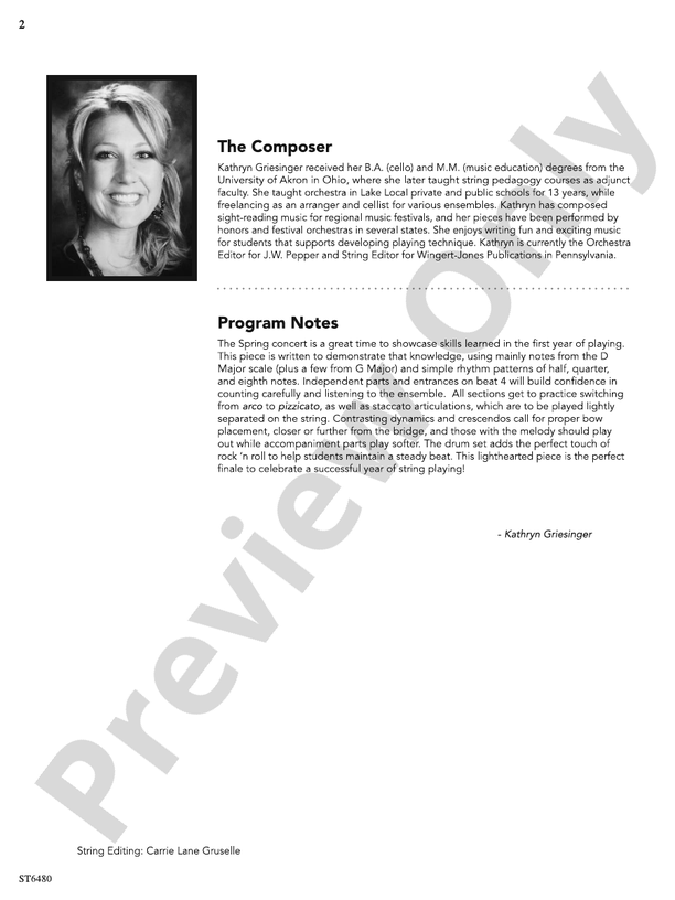 Spring Fever: Score: String Orchestra Score: Kathryn Griesinger ...