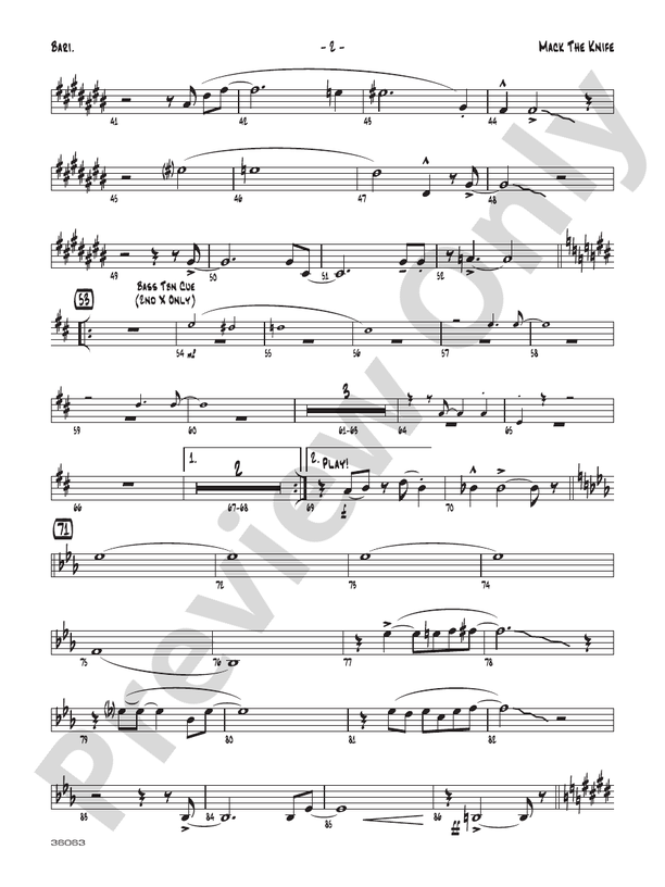 Mack the Knife: E-flat Baritone Saxophone: E-flat Baritone Saxophone Part - Digital Sheet Music ...
