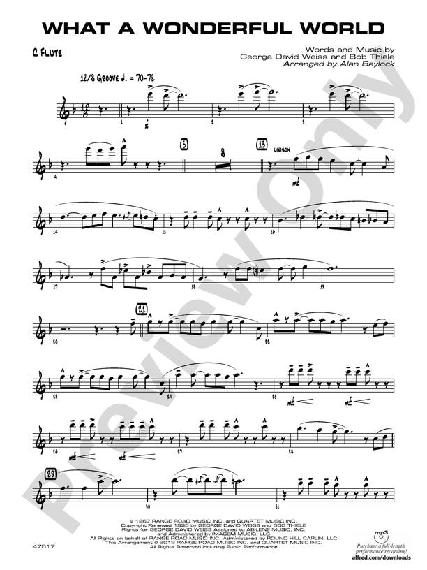 What a Wonderful World: Flute: Flute Part - Digital Sheet Music Download
