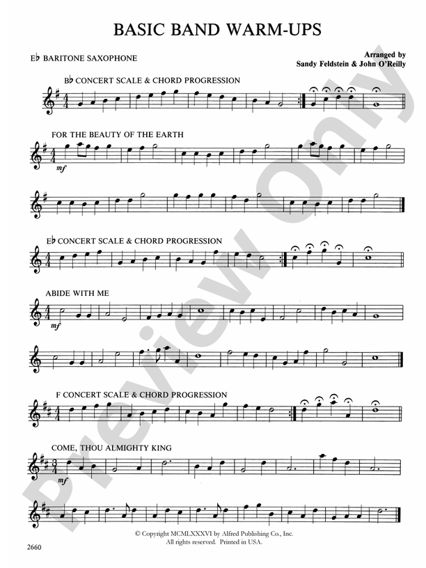 Basic Band Warm-ups: E-flat Baritone Saxophone: E-flat Baritone ...