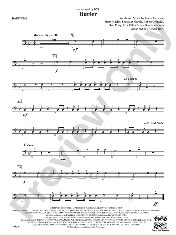 Butter: Baritone B.C.: Baritone B.C. Part - Digital Sheet Music Download