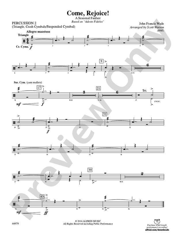 Come, Rejoice!: 2nd Percussion: 2nd Percussion Part - Digital Sheet ...