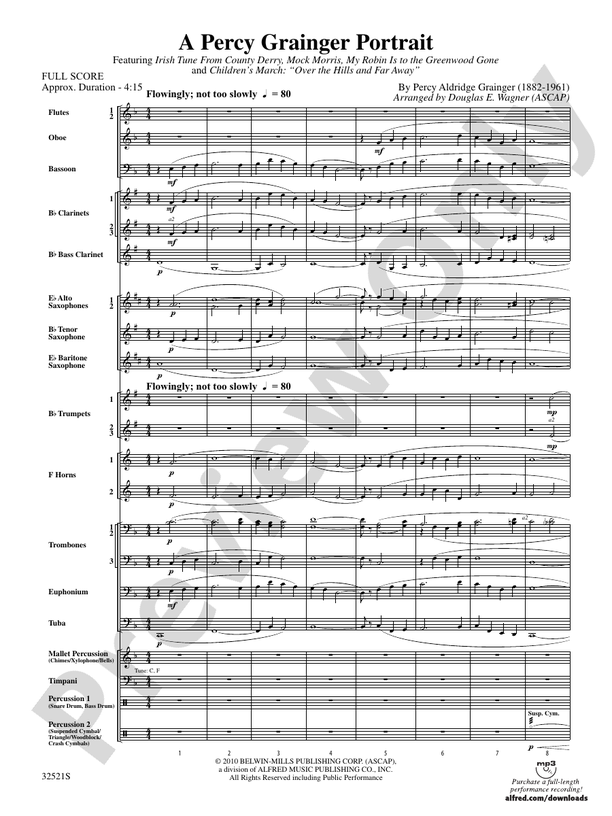 A Percy Grainger Portrait: Score: Concert Band Score - Digital Sheet ...
