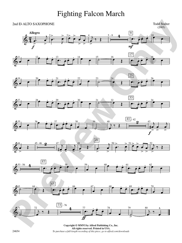 Fighting Falcon March: 2nd E-flat Alto Saxophone: 2nd E-flat Alto ...