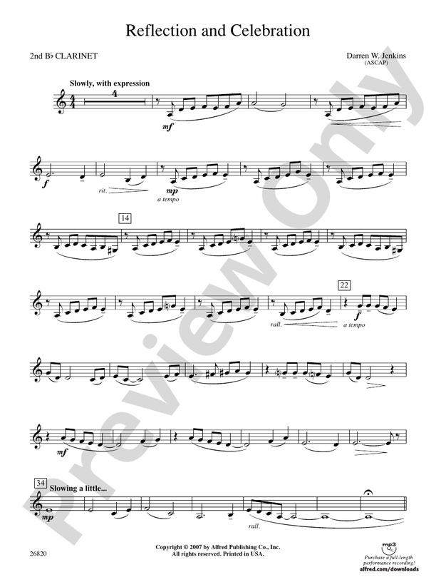 Reflection and Celebration: 2nd B-flat Clarinet: 2nd B-flat Clarinet ...