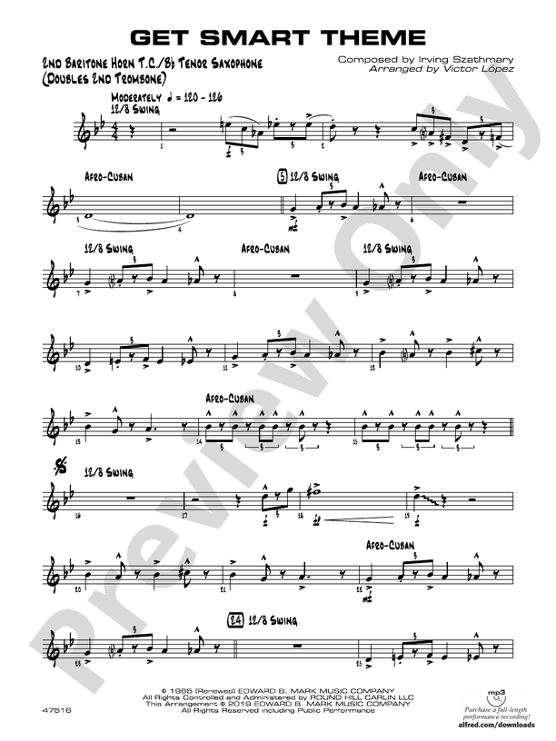 Get Smart Theme: 2nd Baritone T.C.: 2nd Baritone T.C. Part - Digital ...