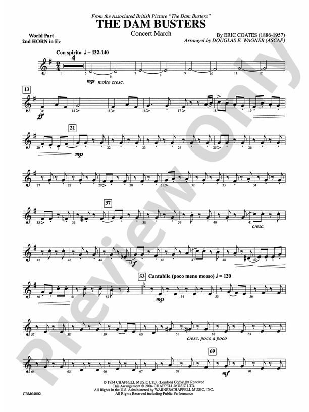 The Dam Busters Concert March: WP 2nd Horn in E-flat: WP 2nd Horn in E ...
