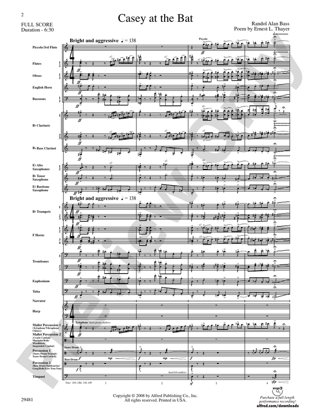 Casey at the Bat: Score: Concert Band Score - Digital Sheet Music Download