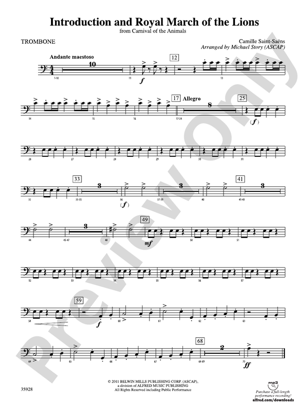 Introduction and Royal March of the Lions (from Carnival of the Animals ...