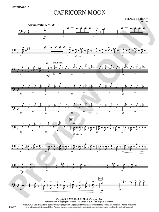 Capricorn Moon: Trombone 2: Trombone 2 Part: Roland Barrett - Digital Sheet Music Download