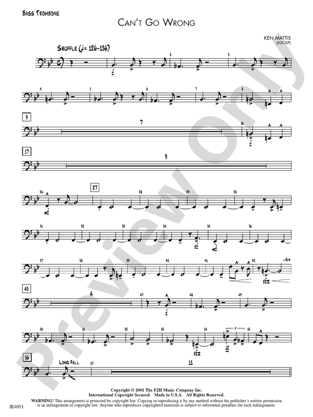 Can't Go Wrong: Bass Trombone: Bass Trombone Part: Ken Mattis - Digital ...
