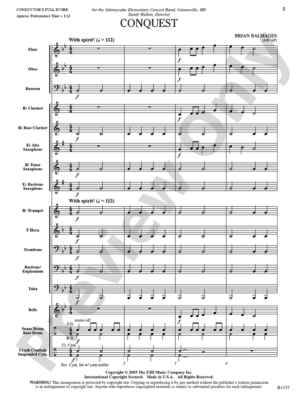 Conquest: Score: Concert Band Score: Brian Balmages - Digital Sheet ...