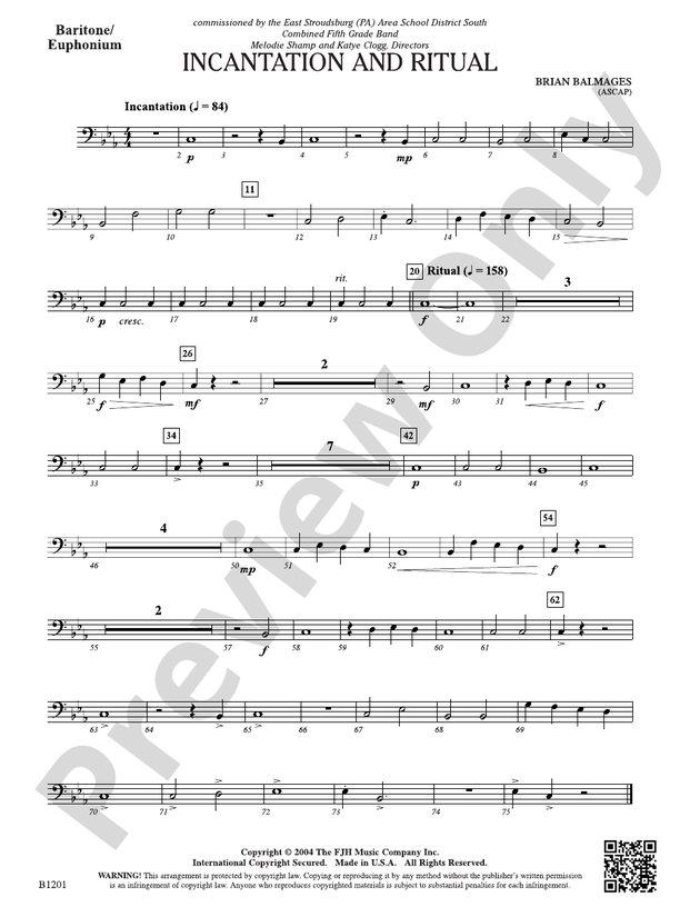 Incantation and Ritual: Baritone/Euphonium: Baritone/Euphonium Part: Brian Balmages - Digital ...