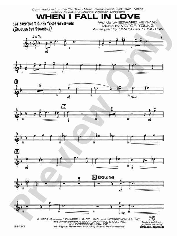 When I Fall in Love: Baritone T.C.: Baritone T.C. Part - Digital Sheet ...
