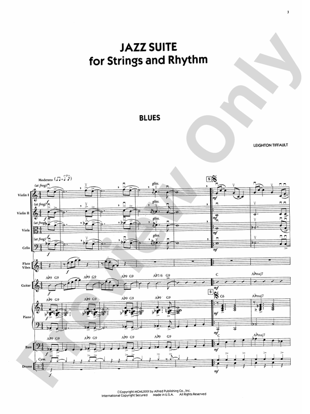 Jazz Suite for Strings and Rhythm: String Orchestra Conductor Score & Parts: Leighton Tiffault ...