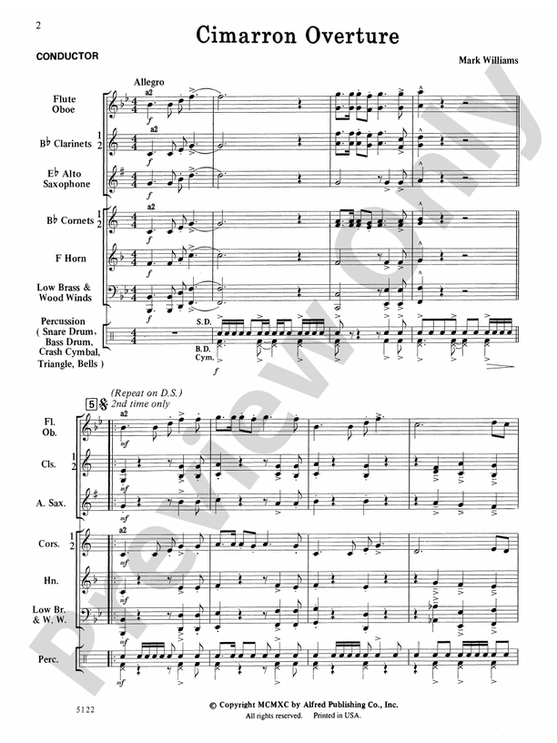 Cimarron Overture: Concert Band Conductor Score & Parts: Mark Williams ...