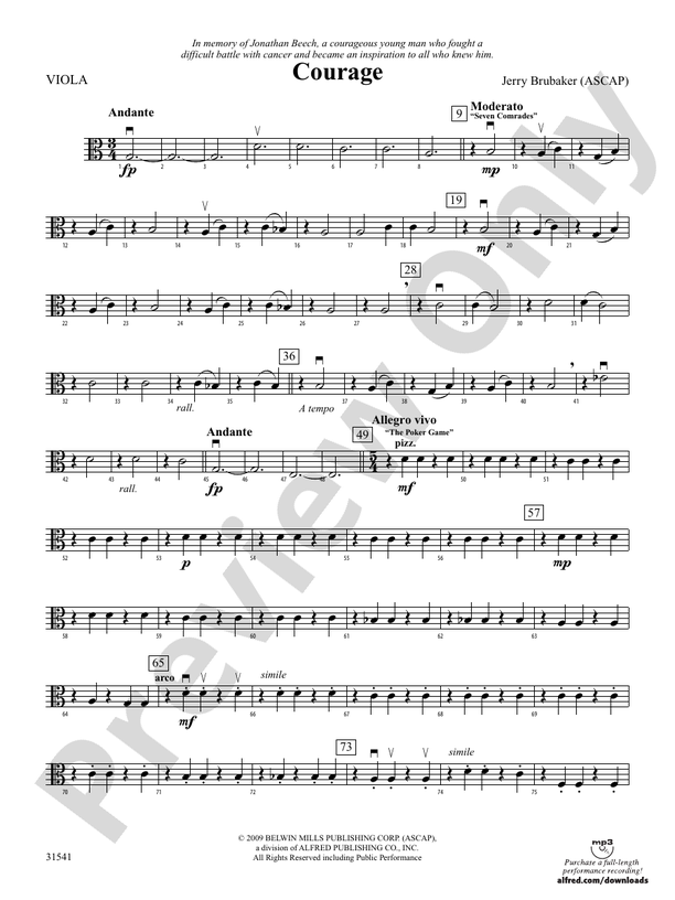 Courage: Viola: Viola Part - Digital Sheet Music Download