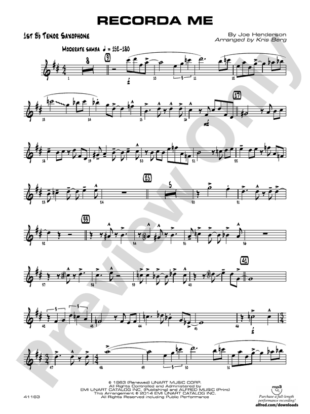 Recorda me: B-flat Tenor Saxophone: B-flat Tenor Saxophone Part ...