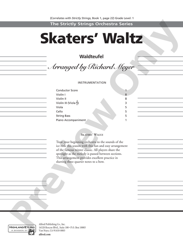 Skaters' Waltz: Score: String Orchestra Score - Digital Sheet Music ...