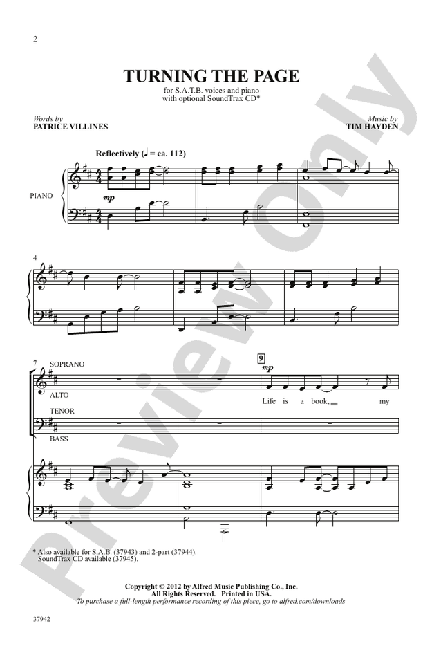 Turning the Page: SATB Choral Octavo: Tim Hayden - Digital Sheet Music ...
