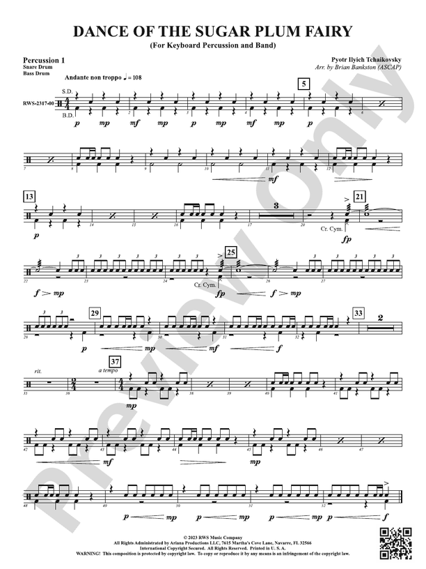 Dance of the Sugar Plum Fairy - For Keyboard Percussion and Band: 1st ...