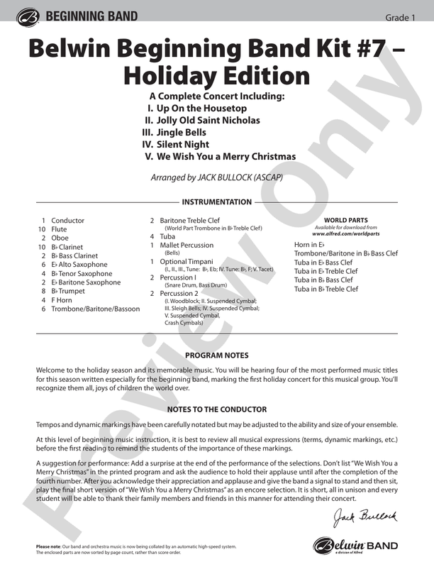 Belwin Beginning Band Kit #7: Holiday Edition: Score: Concert Band ...