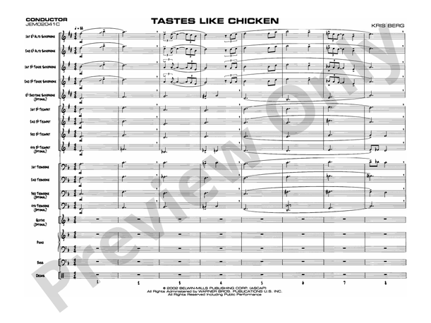 Tastes Like Chicken: Jazz Ensemble Conductor Score & Parts: Kris Berg ...