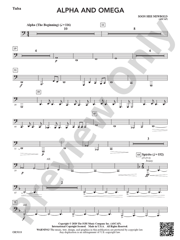 Alpha and Omega: Tuba: Tuba Part: Soon Hee Newbold - Digital Sheet ...