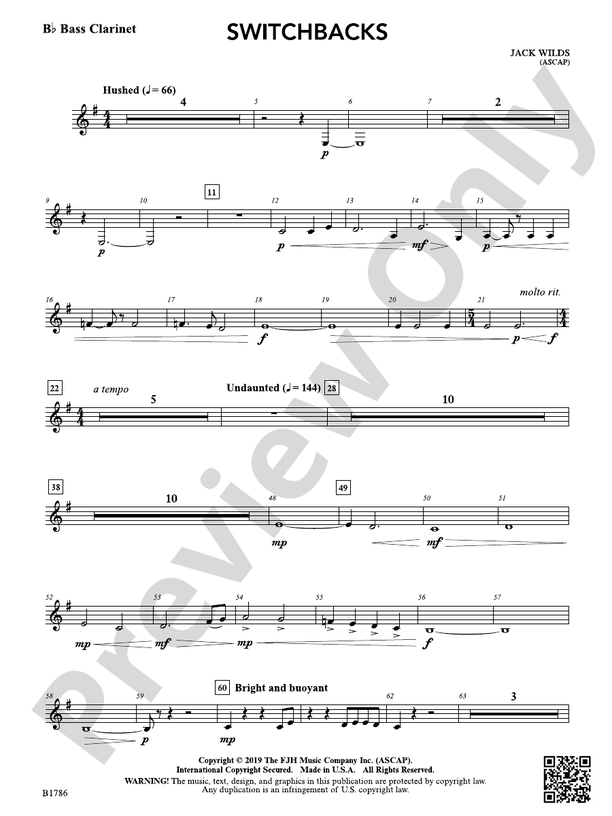 Switchbacks: B-flat Bass Clarinet: B-flat Bass Clarinet Part: Jack Wilds - Digital Sheet Music ...