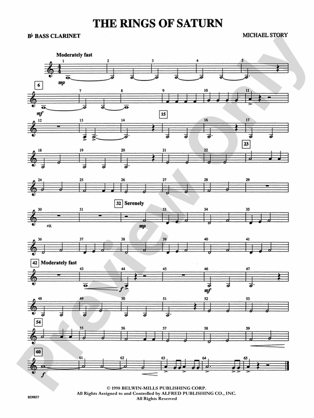 The Rings of Saturn: B-flat Bass Clarinet: B-flat Bass Clarinet Part ...
