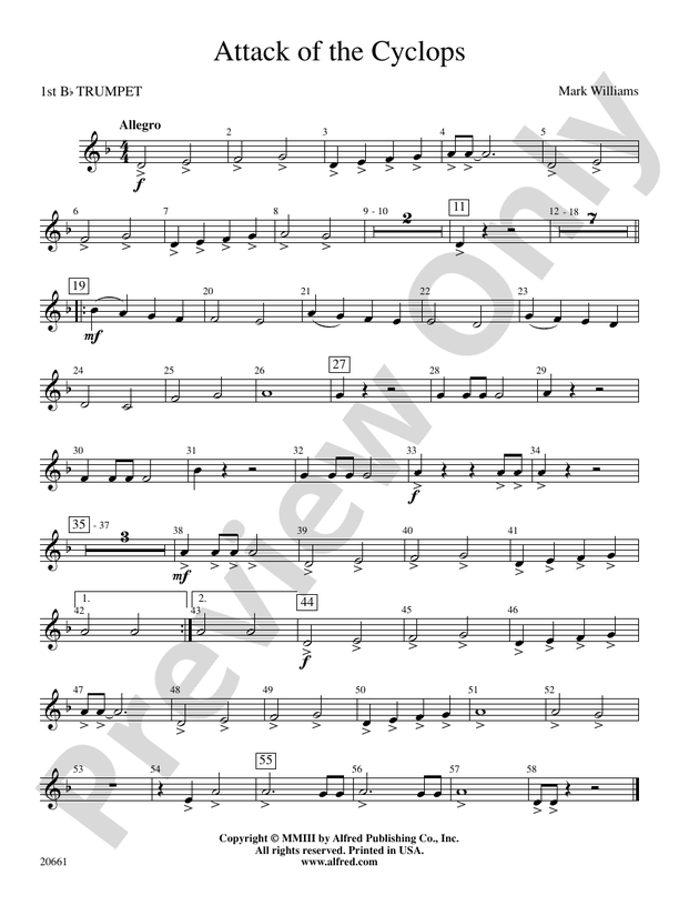 Attack of the Cyclops: 1st B-flat Trumpet: 1st B-flat Trumpet Part ...