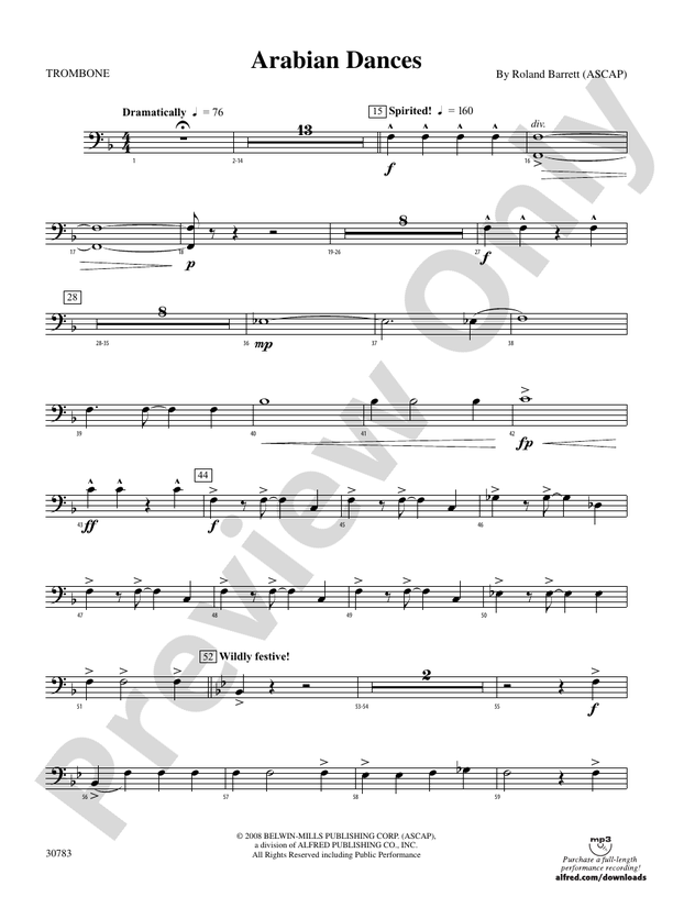 Arabian Dances: 1st Trombone: 1st Trombone Part - Digital Sheet Music ...