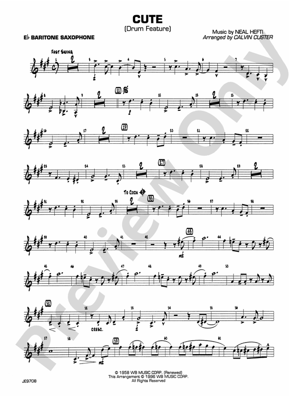 Cute: E-flat Baritone Saxophone: E-flat Baritone Saxophone Part - Digital Sheet Music Download