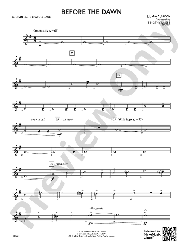 Before the Dawn: E-flat Baritone Saxophone: E-flat Baritone Saxophone Part - Digital Sheet Music ...