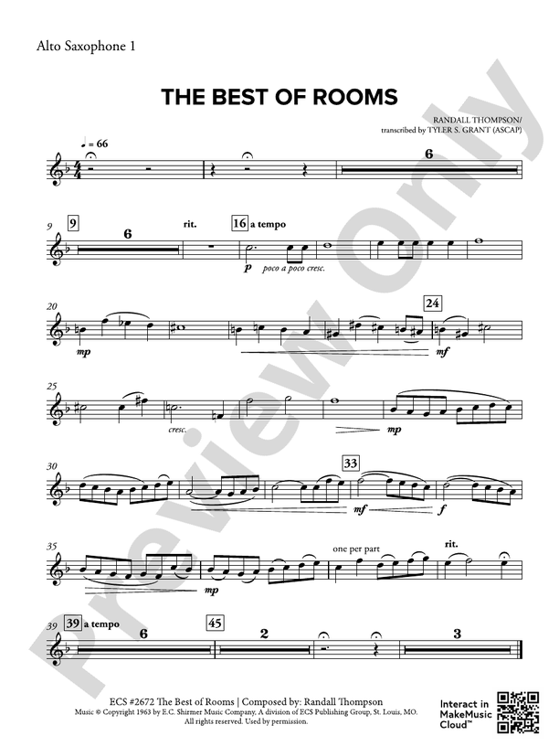 The Best of Rooms: 1st E-flat Alto Saxophone: 1st E-flat Alto Saxophone Part - Digital Sheet ...