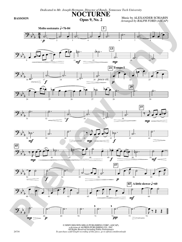 Nocturne (Opus 9, No. 2): Bassoon: Bassoon Part - Digital Sheet Music ...