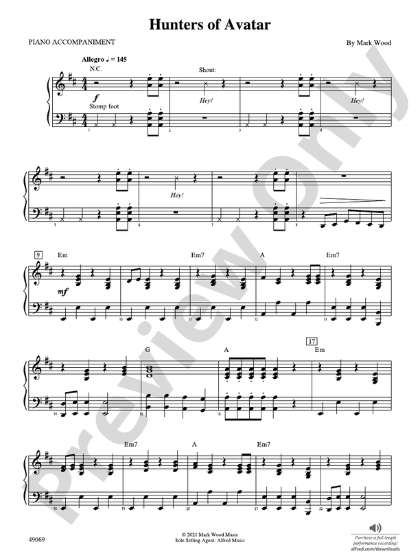 Hunters of Avatar: Piano Accompaniment: Piano Accompaniment Part ...