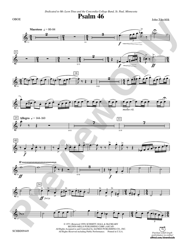 Psalm 46: Oboe: Oboe Part - Digital Sheet Music Download