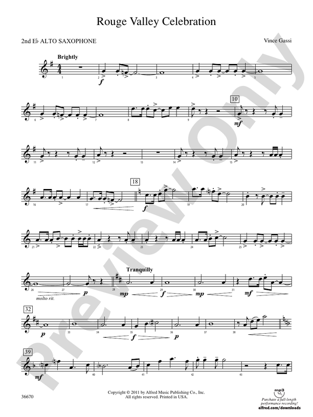 Rouge Valley Celebration: 2nd E-flat Alto Saxophone: 2nd E-flat Alto ...