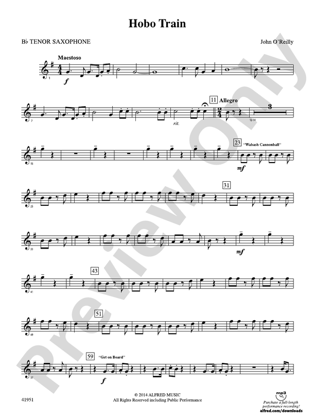 Hobo Train: B-flat Tenor Saxophone: B-flat Tenor Saxophone Part ...