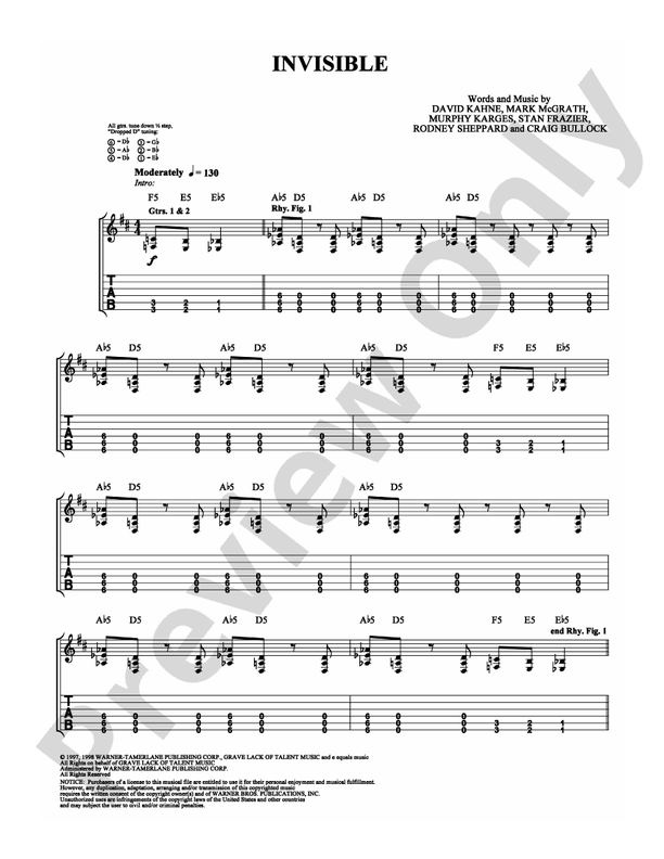 Invisible: Guitar TAB: Sugar Ray - Digital Sheet Music Download